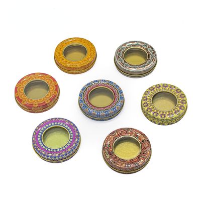 Small Saffron Storage Box Metal Tin Can Aluminum With Window Packaging
